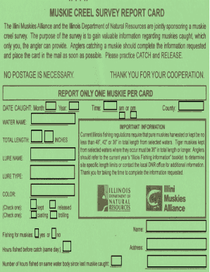 Fillable Online MUSKIECREELSURVEYREPORT CARD - Lake Shelbyville Fax ...