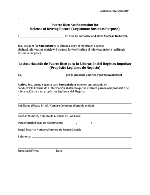 Fillable Online Puerto Rico Authorization for Release of Driving Record ... - BackTrack Fax ...