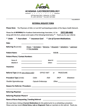 Fillable Online REFERRAL REQUEST FORM Please fax all REFERRALS 337 269 ...