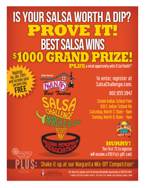 Fillable Online $1000 GRAND PRIZE! - My Nana's Best Tasting Salsa ...
