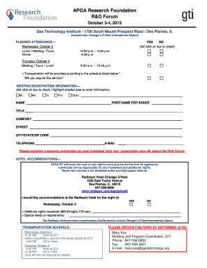 Fillable Online apgarf APGARF 2012 RD Forum Registration Form - apgarf ...