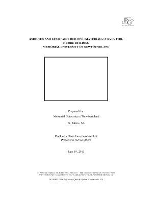 Fillable Online mun Asbestos bulk sampling form - Memorial University ...
