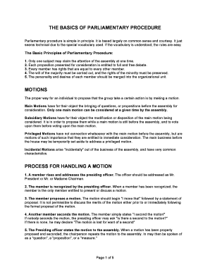 Fillable Online THE BASICS OF PARLIAMENTARY PROCEDURE Fax Email Print ...