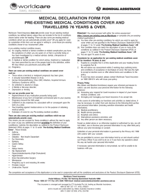 Fillable Online MEDICAL DECLARATION FORM FOR PRE-EXISTING MEDICAL Fax ...