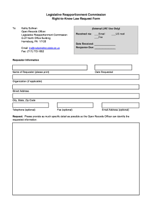 Fillable Online redistricting state pa LRC RTK Request Form Fax Email Print - pdfFiller