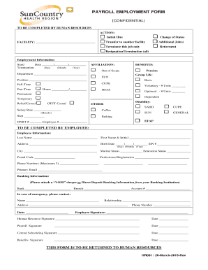 Fillable Online suncountry sk PAYROLL EMPLOYMENT FORM - SunCountry Fax ...