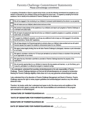 Fillable Online parentschallenge Parents Challenge Commitment ...