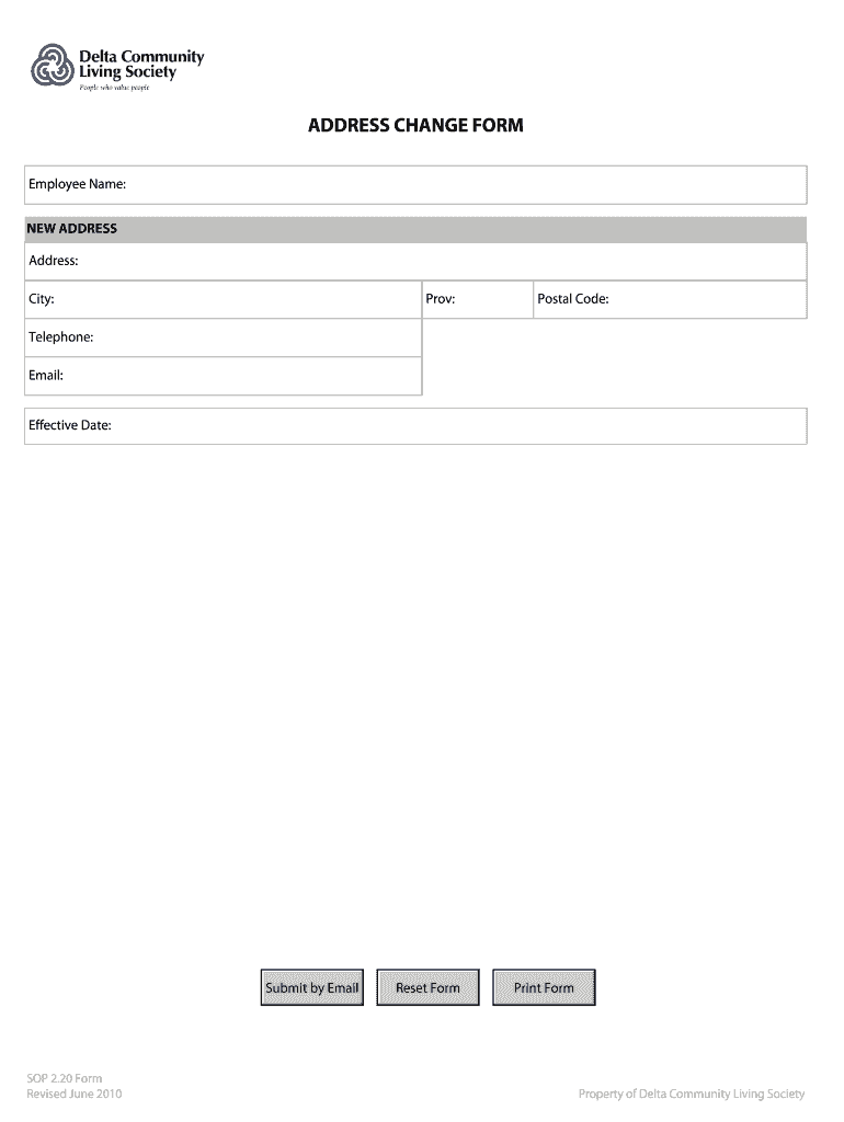 Fillable Online dcls ADDRESS CHANGE FORM - Delta Community Living ...