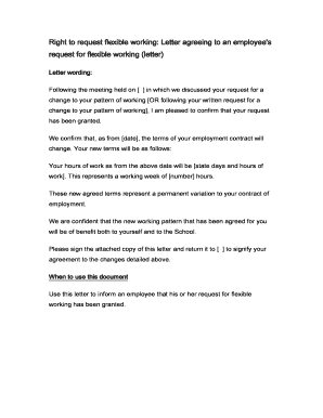 Fillable Online Right to request flexible working: Letter agreeing to ...