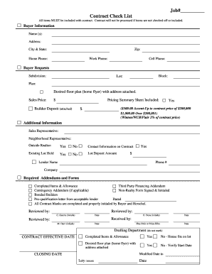 Fillable Online Job Contract Check List - Winton Homes Fax Email Print ...