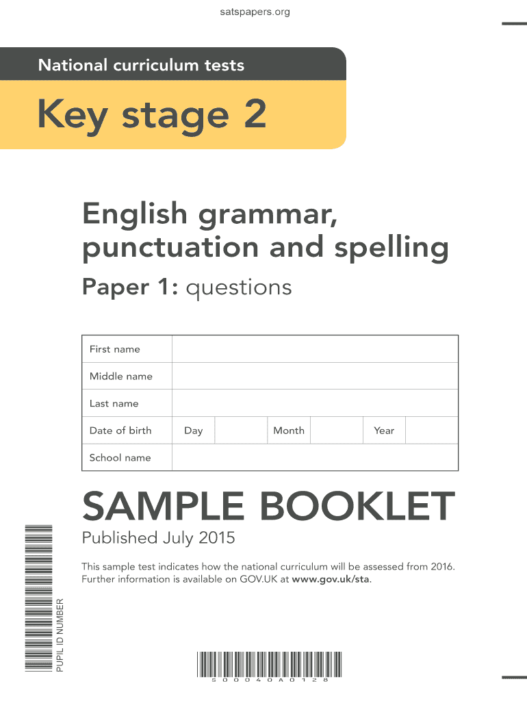 Fillable Online Key stage 2 SAMPLE BOOKLET - SATs papers Fax Email ...