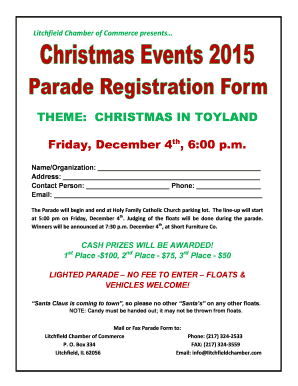Fillable Online 2015 Christmas Evemts Parade Registration Form.doc Fax ...