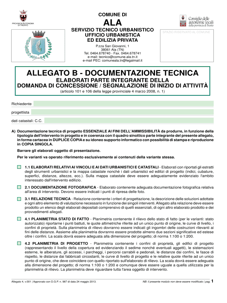 Allegato B - Documentazione Tecnica - Modello compilabile vuoto ...