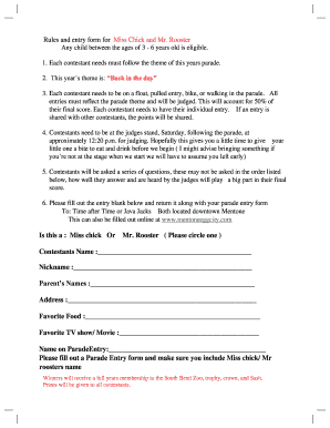 Fillable Online Miss chick forms Fax Email Print - pdfFiller