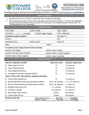 Fillable Online 2015 registration form rev 150721 - Stewart College Fax ...