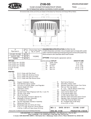Fillable Online zurn eriepa Z100-SS SPECIFICATION SHEET 15 381 DIAMETER ...