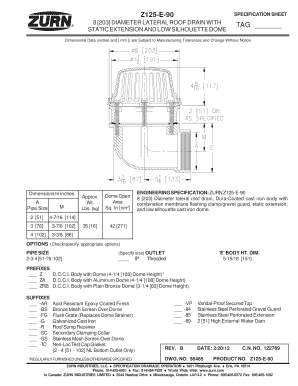 Fillable Online zurn eriepa Z125-E-90 SPECIFICATION SHEET 8 203 ...