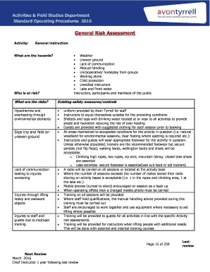 Fillable Online avontyrrell org Climbing and abseiling Health and ...