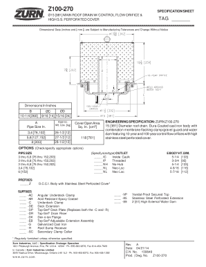 Fillable Online zurn eriepa Z100-270 SPECIFICATION SHEET - zurneriepaus ...