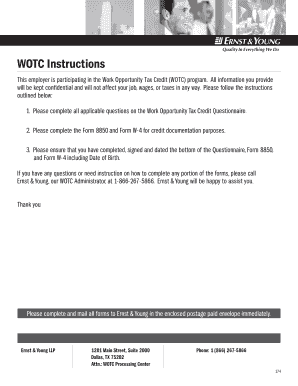 Fillable Online This employer is participating in the Work Opportunity ...