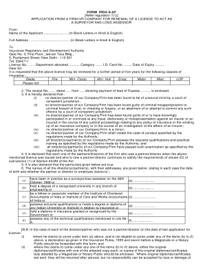 Fillable Online sma net FORM IRDA-6-AF Refer regulation 7(1 ...