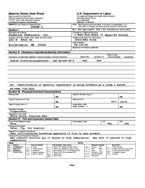 Fillable Online Material Safety Data Sheet U.S. Department of Labor STAGE 2 ... Fax Email Print ...