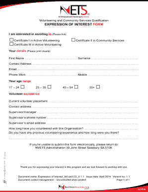 Fillable Online nvets org Expression of interest form - nvets Fax Email ...