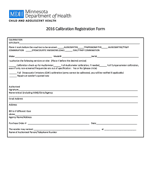 Fillable Online health state mn 2016 Calibration Registration Form ...