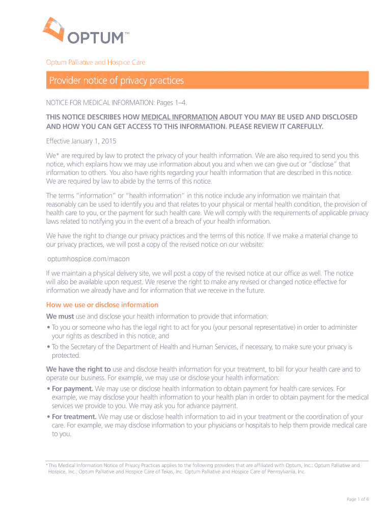 Fillable Online Macon - Optum Palliative and Hospice Care Notice of bb ...