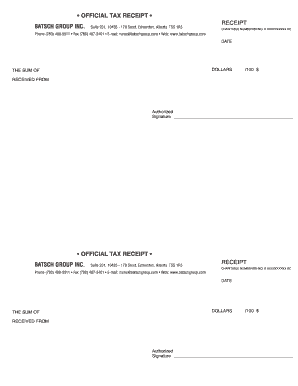 Fillable Online OFFICIAL TAX RECEIPT RECEIPT BATSCH GROUP INC Fax Email ...