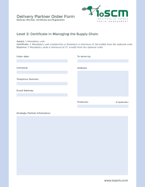 Fillable Online Delivery Partner Order Form Fax Email Print - pdfFiller