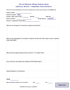 Fillable Online med upenn Laboratory Rotation Evaluation Fax Email ...