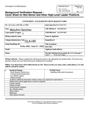 Fillable Online intranet cla umn Background Verification Request Cover ...
