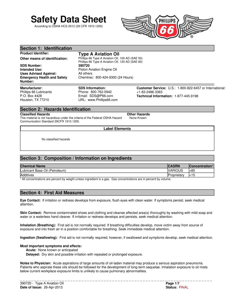 Fillable Online Type A Aviation Oil Fax Email Print - pdfFiller