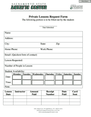 Fillable Online webs-cp1 irt csus Private Lessons Request bFormb - CSUS Fax Email Print - pdfFiller
