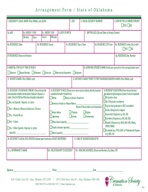 Fillable Online Arrangement Form State of Oklahoma Fax Email Print ...
