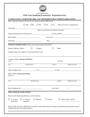 Fillable Online hkim org CPM Asia Qualifying Examination - Registration ...