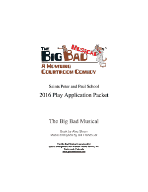 Fillable Online 2016 Play Application Packet The Big Bad Musical Fax ...