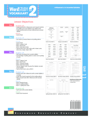 Fillable Online Word Study Resources - Benchmark Education Fax Email ...