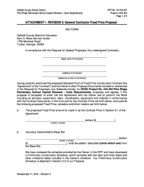 Fillable Online dekalb k12 ga ATTACHMENT I - REVISION 3 General bb ...