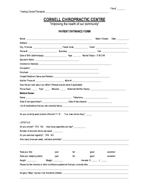 Fillable Online markham-chiropractor Entrance Form 1doc - markham ...