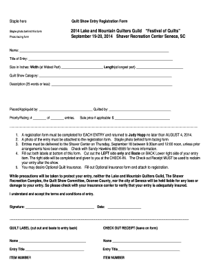 Fillable Online lmqg 2014 Quilt Show Registration form - lmqgorg Fax ...