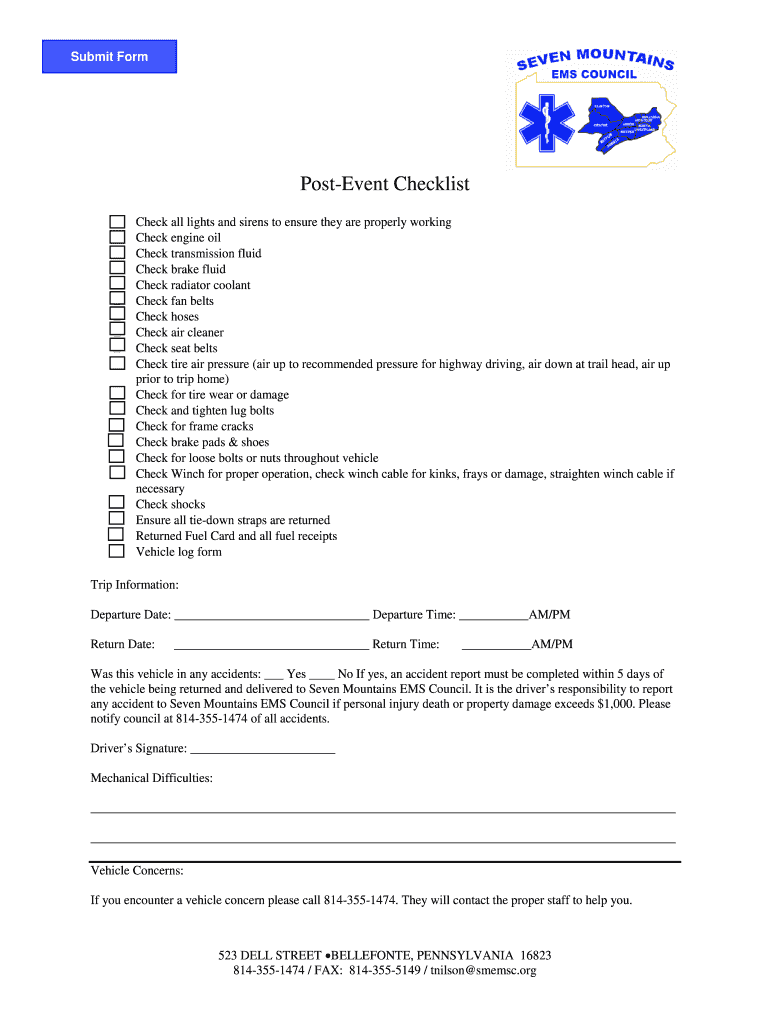 Fillable Online Post-Event Checklist Fax Email Print - pdfFiller