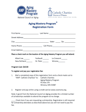 Fillable Online ccwinona Aging Mastery Program Registration Form ...