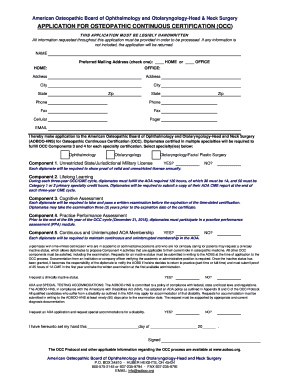Fillable Online aoboo APPLICATION FOR OSTEOPATHIC CONTINUOUS ...