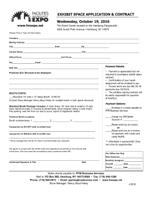 Fillable Online fmexpo 2016 exhibitor info & sign-up packet ...