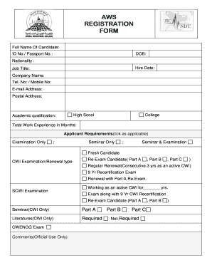 Fillable Online jic edu AWS REGISTRATION FORM - jicedusa - jic edu Fax Email Print - pdfFiller