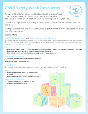 Fillable Online capt org Child Safety Week Resources - Home Child ...