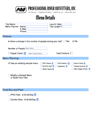Fillable Online Menu Details Form Fax Email Print - pdfFiller