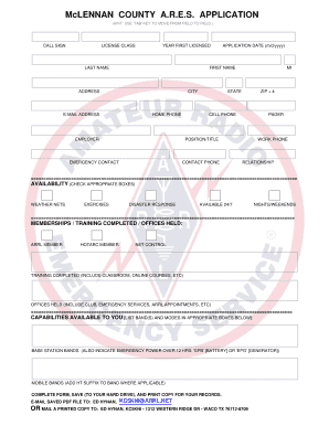 Fillable Online hotarc CALL SIGN LICENSE CLASS YEAR FIRST LICENSED APPLICATION Fax Email Print ...